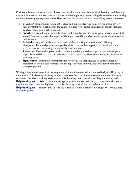 5 Characteristics Of Thesis Statement Download Free Pdf Essays Thesis