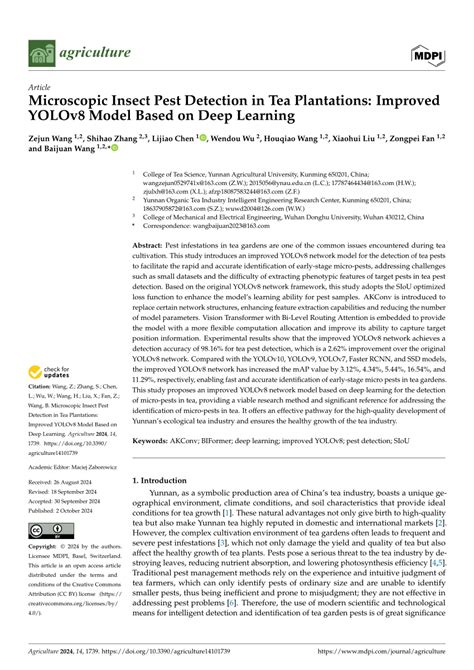 Pdf Microscopic Insect Pest Detection In Tea Plantations Improved Yolov8 Model Based On Deep