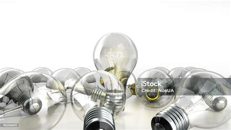 프레 젠 테이 션 3d 렌더링 이미지 배경 안에 단어 아이디어 생각 전구의 개념 0명에 대한 스톡 사진 및 기타 이미지 0명 개념 디지털 생성 이미지 Istock