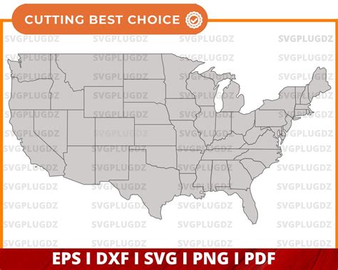 50 States Svg Bundle Outline United States Map Svg File Usa Map Svg
