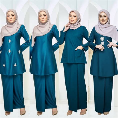 Baju Kurung Basic Teal Blue Collection Size S To 5xl Shopee Malaysia