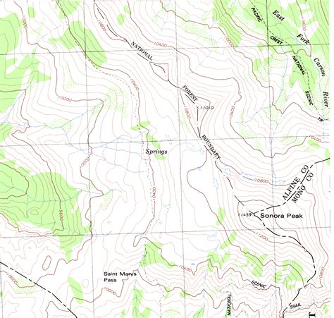 Sierra Nevada Topographical Map Sonora Pass 31