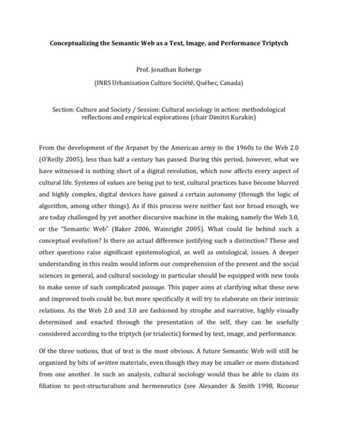 Conceptualizing The Semantic Web As A Text Image And