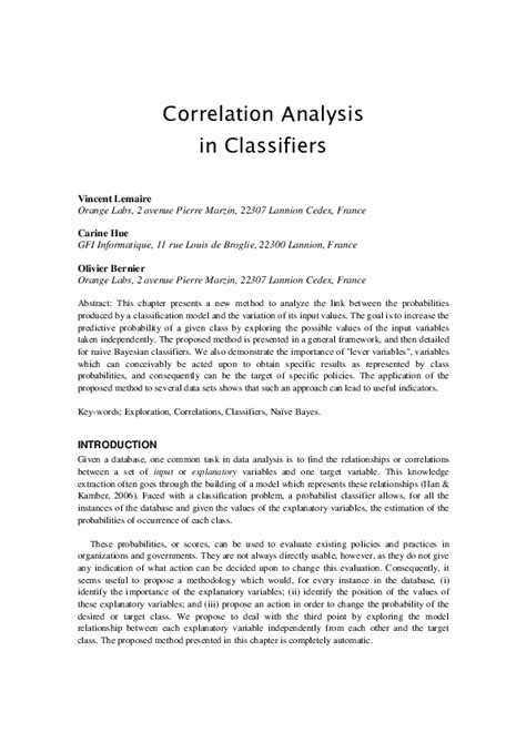 pdf correlation analysis in classifiers