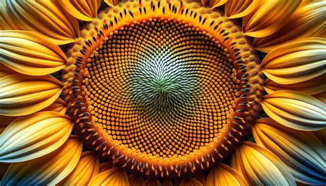 Vibrant Close Up Of A Sunflower Displaying Intricate Textures And