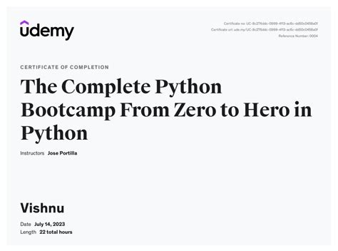 Vishnu Vardhan Addagada On Linkedin Udemy Course Completion Certificate