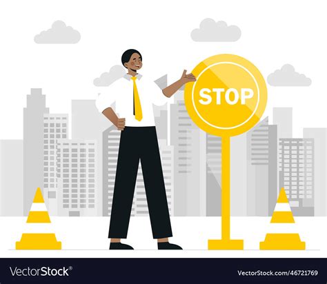 Man With Stop Sign Concept Royalty Free Vector Image