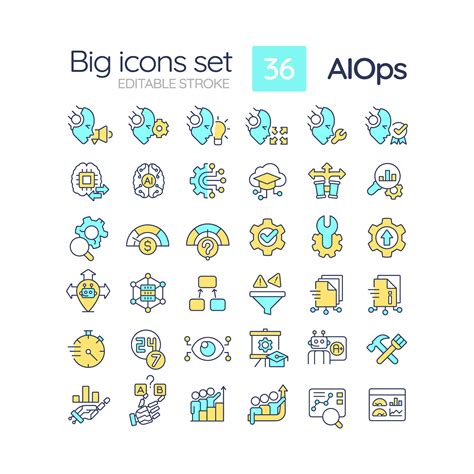 2d Editable Multicolor Grande Línea íconos Conjunto Representando Ai
