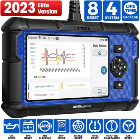 TOPDON AD600S Car Diagnostic Tool OBD2 Scanner for ABS/SRS/AT/Engine 8 Service | eBay