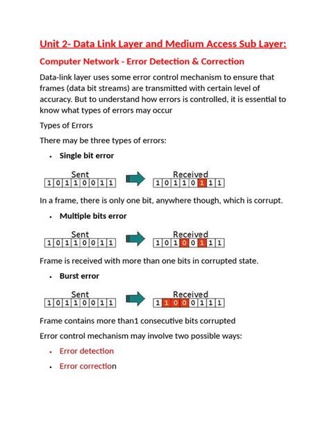 Unit 2 Data Link Layer Cn Pdf Error Detection And Correction