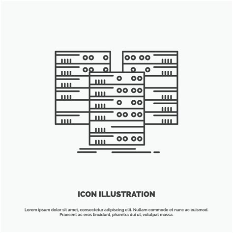 Center. centre. data. database. server Icon. Line vector gray symbol for UI and UX. website or ...