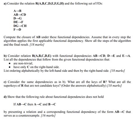 Solved A Consider The Relation Rabcdefgh And The