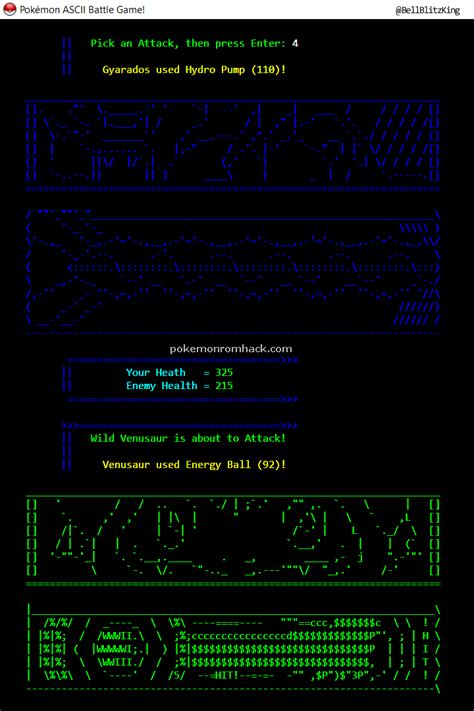 Pokemon ASCII Battle Game Download Informations Media Pokemon PC Hacks