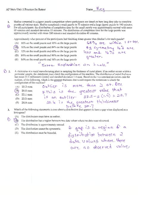 AP Stats Unit 1 Test Review And Key Answers Studocu