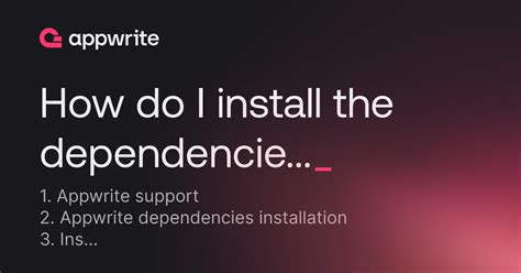 How Do I Install The Dependencies Threads Appwrite