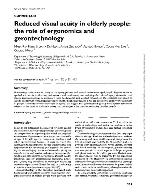 Pdf Reduced Visual Acuity In Elderly People The Role Of Ergonomics And Gerontechnology