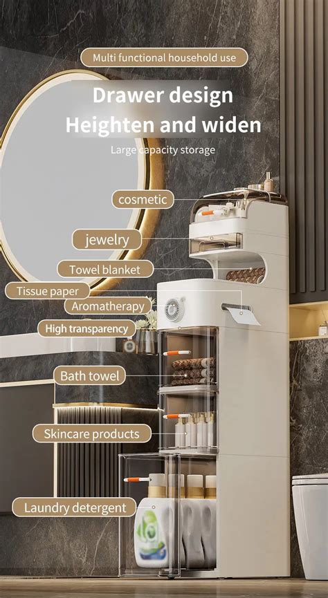 1pc 슬림 갭 로커 욕실 화장실 및 공부를 위한 다기능 멀티 서랍 정리함 부드럽게 열리는 서랍이 있는 공간 Temu