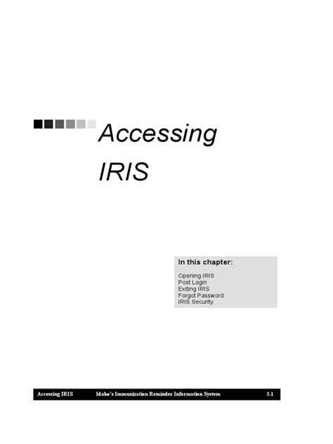 accessing iris pdf password login
