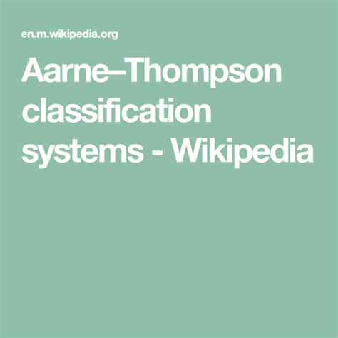 Aarnethompson Classification Systems Wikipedia
