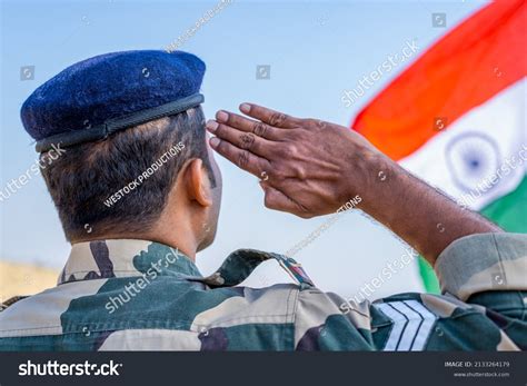 Soldiers Saluting Indian Flag Over 229 Royalty Free Licensable Stock