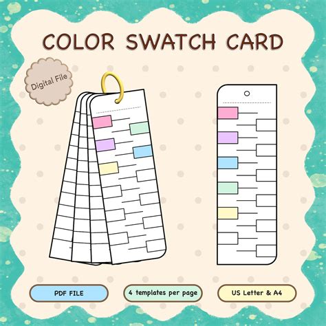 Color Swatch Card Printable Color Swatch Marker Color Palette Swatch