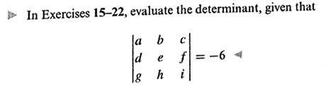 solved in exercises 15 22 evaluate the determinant given