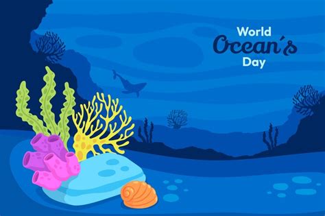 평평한 세계 바다의 날 배경 무료 벡터