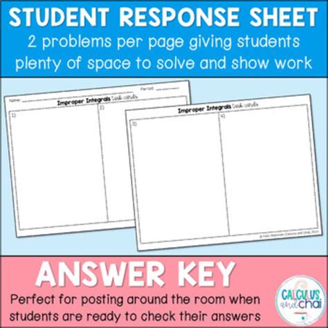 Improper Integrals Calculus Task Card Practice By Calculus And Chai