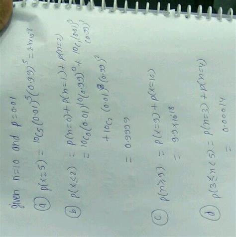 A Random Variable X Follows A Binomial Distribution With N 10 And P 0
