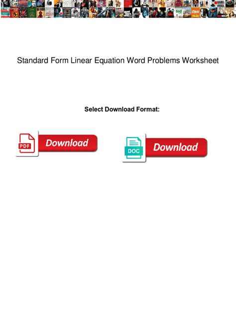 fillable online standard form linear equation word problems worksheet