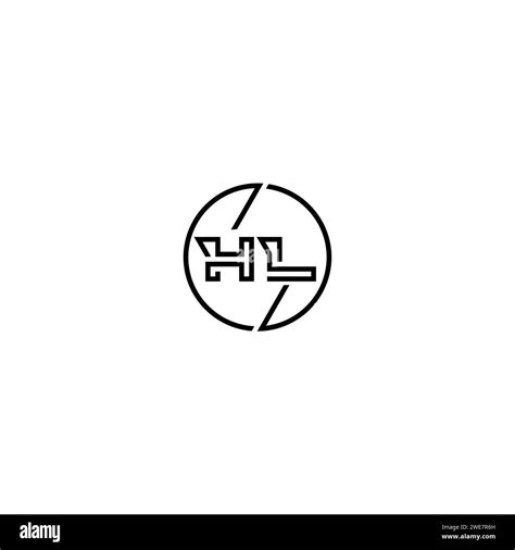 Hl Simple Outline Concept Logo And Circle Of Initial Design Black And White Background Stock