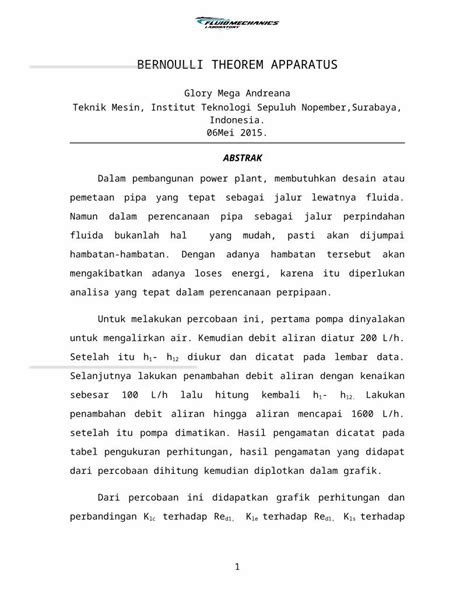 Docx Bernoulli Theorem Apparatus 1 Dokumen Tips