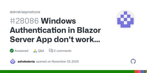 Windows Authentication In Blazor Server App Dont Work On Iis · Dotnet Aspnetcore · Discussion