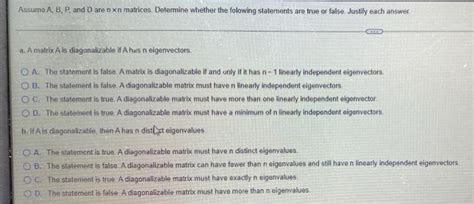 solved assumo a b p and d are nxn matrices determine