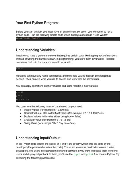 Lab 2 Manual Programming For Business Lab Pdf Variable Computer Science Data Type