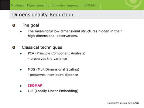 ppt nonlinear dimensionality reduction approach isomap powerpoint