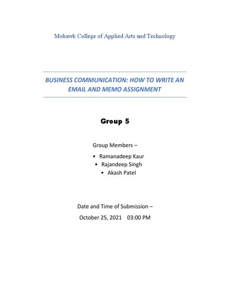How To Write An E Mail And Memo Assignment Group 5 Pdf Business Finance And Money Management