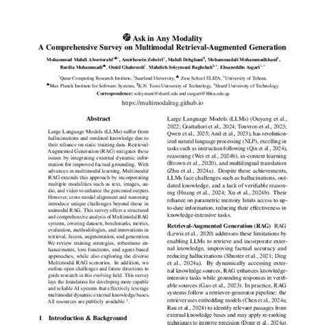 Ask In Any Modality A Comprehensive Survey On Multimodal Retrieval Augmented Generation Acl