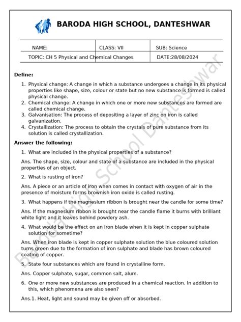 Std 7 Science Ch 5 Pdf Iron Rust