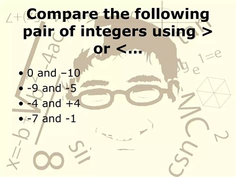 Comparing And Ordering Integers PPT