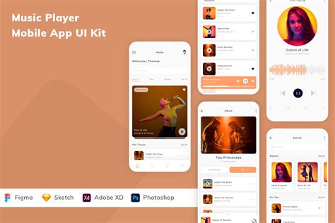 Music Player Mobile App Ui Kit Ui Kits And Libraries ~ Creative Market