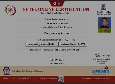 Buragapu Haritha On Linkedin Nptel Learning Java Professionaldevelopment