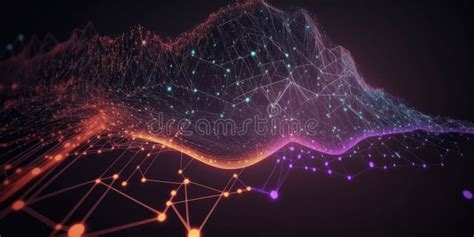 Vivid Neon Abstract Concept Of Ai Technology Motion Of Digital Data Flow 3d Rendering Stock