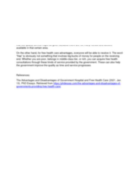 SOLUTION: Advantages and disadvantages of free health care - Studypool