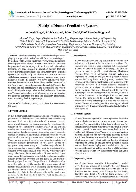 Multiple Disease Prediction System Pdf