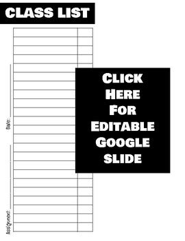 Class List Template Quick Reference By Lesters Learning Lab TPT
