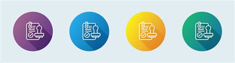 Stamp Line Icon In Flat Design Style Approval Signs Vector