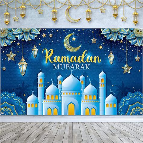 Ramadan Mubarak Decorations Backdrop Banner