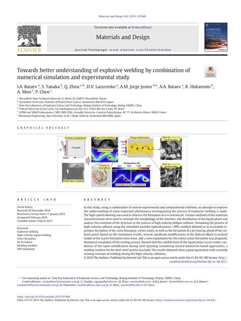 pdf towards better understanding of explosive welding by combination