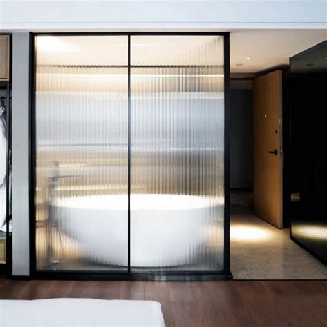 Hdsafe Fluted Glass Sliding Door Interior Hotel Sliding Glass Shower